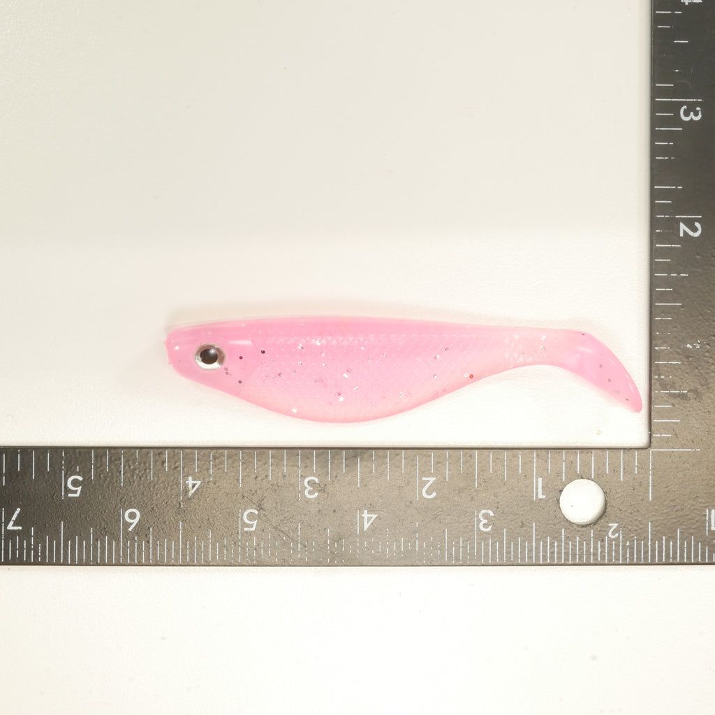 NEW. AATB 4" Paddletail Soft Plastic Pilchard/Shad - PINK Glitter - 20 ...
