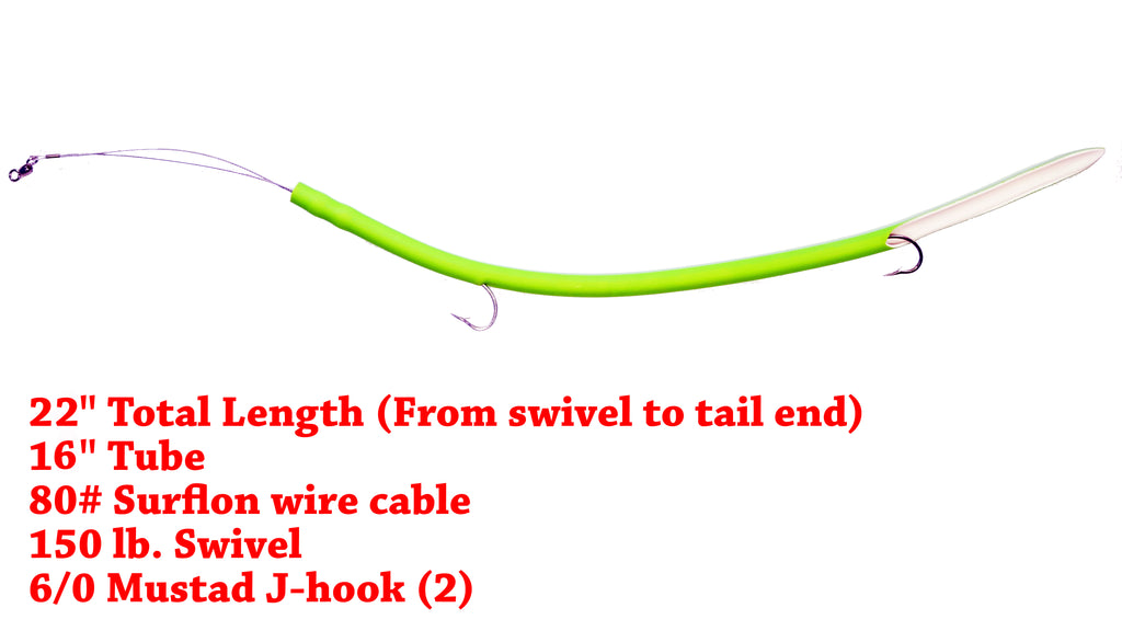 GREEN CLASSIC CUDA TUBES (DOUBLE) J-HOOK - 2 or 5 Pack - FREE SHIPPING ...