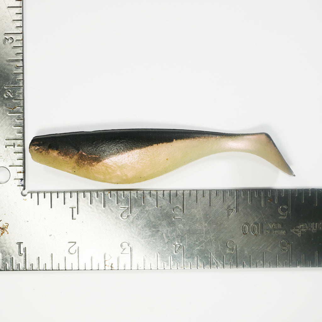 5" Paddletail Soft Plastic Finger Mullet - Black/Pearl - 10 or 20 pack ...