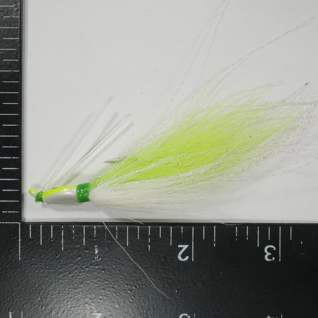 (CHARTREUSE/WHITE) BONEFISH BUCKTAIL (STRAIGHT) - 1/8 oz - 3, 5, or 10 ...