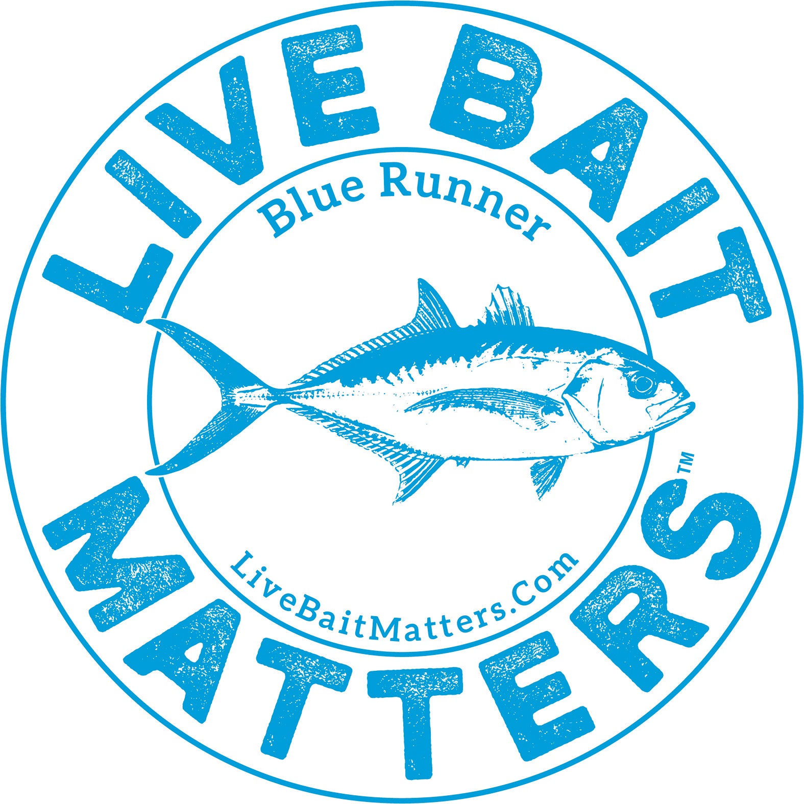 Live Bait Matters - Blue Runner 5" Round Sticker – All About The Bait